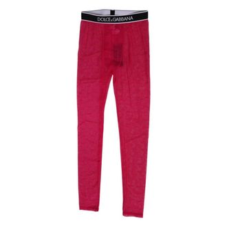 Dolce & Gabbana Logo Lace Leggings - - Trousers - Damen - Rosa - S