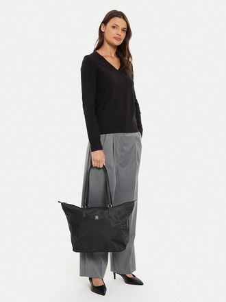 Tommy Hilfiger Handtasche Tommy Hilfiger Poppy Th Tote AW0AW15639 Schwarz