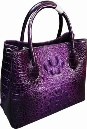 Generic Sac cabas pour femme en cuir dalligator authentique, sac à main féminin à trois compartiments vert, sac bandoulière simple en cuir de crocodile vérita