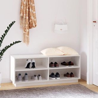 vidaXL Schuhregal Wei&szlig; 110x34x45 cm Massivholz Kiefer Vidaxl