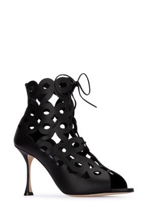 Manolo Blahnik Womens Stivali Blck Scarpe Con Tacco High Heel Shoes