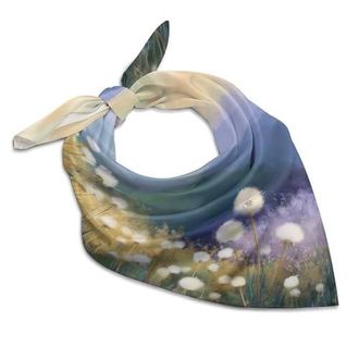 Generic Foulard carré en soie légère motif pissenlit coloré pour cheveux, foulard respirant, cadeau pour femmes et hommes, multicolore, 46x46cm