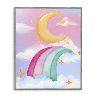 Stupell Industries Giclée-Kunst, gerahmt, Motiv Mond, Regenbogen in Wolken, Design von Jesse Keith, 50,8 x 40,6 cm, Grau
