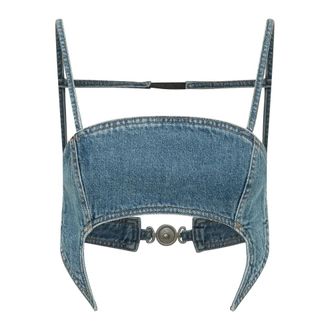 Marine Serre Moon Denim Bra Top - - Tops - Damen - Blau - S