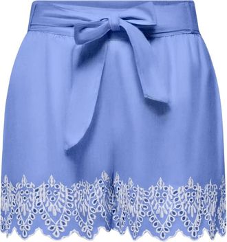 Only Only, Femme, Shorts, Bleu, Taille: 40 FR Tulum Embroidered Loose Belt Short