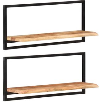 vidaXL Wandregale 2 Stk. 80x25x35 cm Massivholz Akazie und Stahl - Vidaxl
