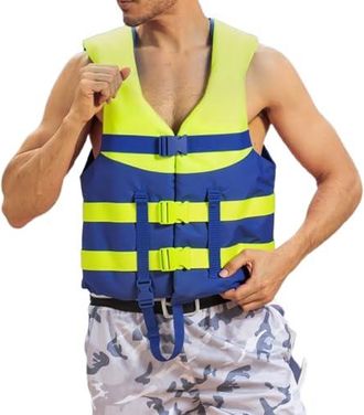 Generico Gilet de sauvetage pour adulte - Gilet de flottabilit&eacute; unisexe - Convient pour les sports nautiques en plein air, le kayak, la p&ecirc;che, le surf, 01 - Bl