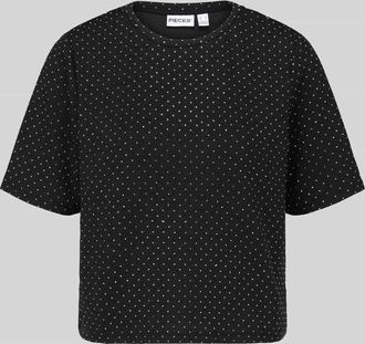 Pieces T-Shirt mit schimmerndem Allover-Design
