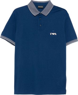 Emporio Armani Eagle-logo Striped-collar Polo Shirt