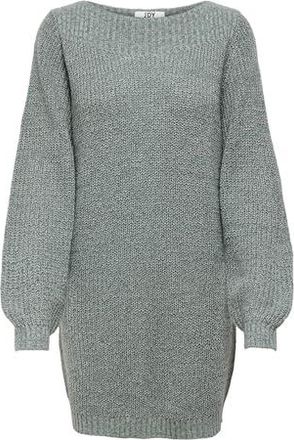 Jacqueline de Yong JdY Femme Whitney Megan L/S Boat Dress KNT Noos Robe en Tricot, Abyss/Detail:w Black Ply, L EU