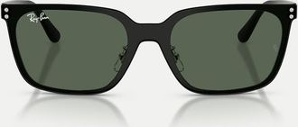 Ray-Ban Rb3784 - Eckige Sonnenbrille in Silberoptik mit gr&uuml;nen Gl&auml;sern