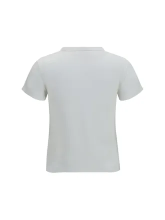 Kenzo Womens Tulip Embroidered Cotton T-Shirt Off White T-Shirts And Polos
