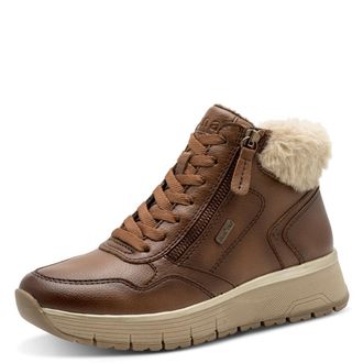 Jana Damen Sneaker hoch mit Kunstfell Vegan, Braun (Cognac), 41 EU
