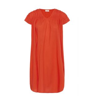 Kaffe Femme, Robes, Orange, Taille: 48 FR Robe courte avec col en V et épaules froncées