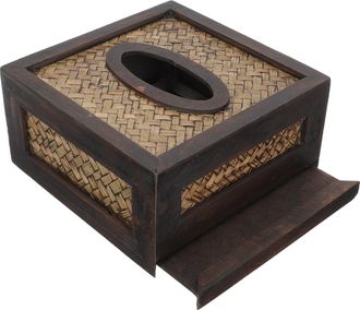 Artibetter Vintage Taschentuchbox aus Bambus Quadratisch Multifunktionaler Taschentuchhalter f&uuml;r Haushalt B&uuml;ro Auto und Restaurant Nachhaltige Aufbewahrungsbox