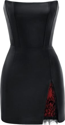 Lika Corsage-Minikleid mit Spitzenbesatz - Schwarz