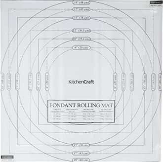 KitchenCraft Sweetly Does It Fondant-Ausroll-Unterlage als Back-Unterlage mit Maßen für Tortendekoration und antihaftbeschichtetem Plastik [2 Teile] - 50 x 50 cm