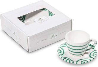 Gmundner Keramik Espresso for you Gourmet Geschirrset Grüngeflammt Geschirr, handgemacht in Österreich