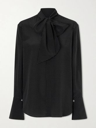 SA SU PHI Chemisier En Satin De Soie &Agrave; Pois Et &Agrave; Noeud Lavalli&egrave;re - Noir