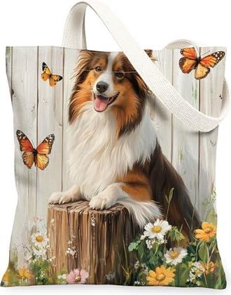 Generic Sac fourre-tout en toile pour le shopping 33 x 38 cm, sac d&eacute;picerie r&eacute;utilisable pour femme, motif animal de compagnie, d&eacute;coration cadeau