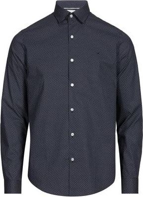 Calvin Klein Schmales Hemd aus Baumwollmischung in Blau