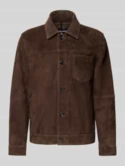 Strellson Regular Fit Lederjacke aus echtem Ziegen-Velours Modell FLINT