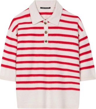 Luisa Cerano Femme, Pulls, Rouge, Taille: 38 FR Polo Ray&eacute; en M&eacute;lange de Cachemire