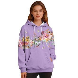 Generic Pull &agrave; capuche tendance d&eacute;grad&eacute; pour femme, coupe ample d&eacute;contract&eacute;e avec poche, manches longues, pull &agrave; capuche surdimensionn&eacute; et confortable pour le