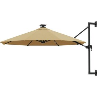 vidaXL Vidaxl - Parasol mural de jardin avec led 300 cm taupe