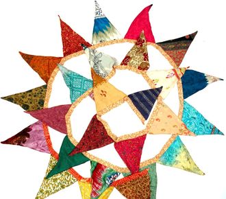 Guru Shop Saree Wimpel Girlande, 1,90 m Wimpelkette - Bunt, Synthetisch, 23x0 cm