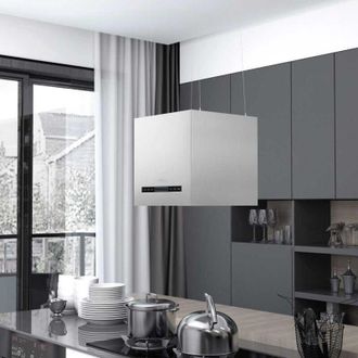 vidaXL H&auml;ngende Inselhaube Touch-Sensor lcd 37 cm Edelstahl Vidaxl