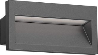 LEDs Com LED Wandeinbauleuchte NOLA, Downlight für außen, IP54, anthrazit matt, 140 x 70mm, kaltweiß