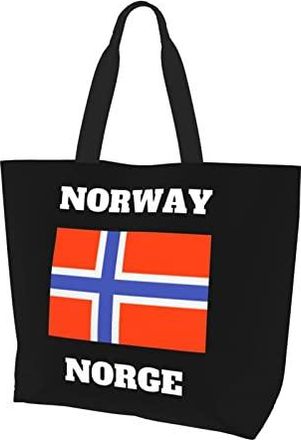 AOOEDM Norge Norway Flag Ladies Canvas Tote Sac &agrave; provisions r&eacute;utilisable