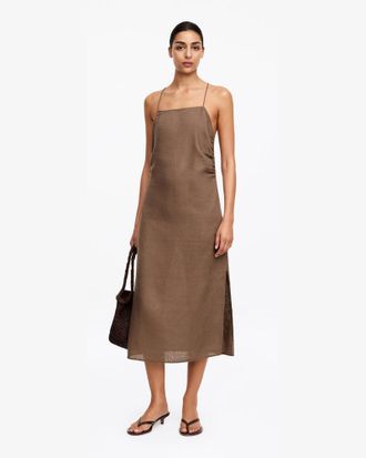 Arket Midikleid Aus Leinen -Braun