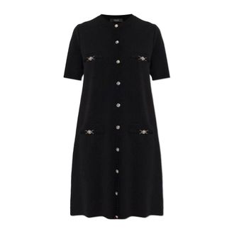Versace Femme, Robes, Noir, Taille: 40 FR Wool-Cashmere Knit Shirt Dress
