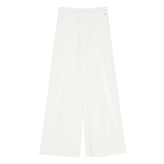 Twinset Flie&szlig;ende Palazzo-Hose mit Satin-Finish - - Trousers - Damen - Wei&szlig; - L