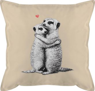 Shirtracer Kissen 50x50 - Ich Liebe Dich Geschenke Erdm&auml;nnchen Paar Geschenk P&auml;rchen Geschenke Liebe I Paare Geschenk - 50 x 50 cm - Beige Natur - mit Herz