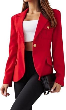 Generic Blazer décontracté pour Femme, Manches Longues, col à Revers, Ouvert sur Le Devant, Veste de Tailleur Chaude pour Le Bureau