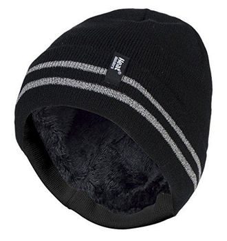 Heat Holders Homme Grand Froid Hiver Neon réfléchissant Tricot Bonnet pour Travail (Taille Unique, Hi Vis Noir)