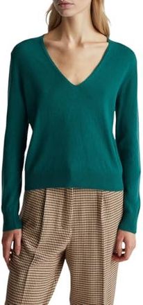 Benetton Maglia Scollo V M/L 1002d401y Sweater, Vert, M Femme