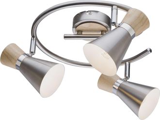 Globo Lighting Deckenstrahler Flur 3-Flammig Deckenlampe Holz-Optik Flurlampe Spots beweglich (Deckenbeleuchtung, Wohnzimmer-Lampe, Deckenleuchte, Deckenspot, 28 cm,