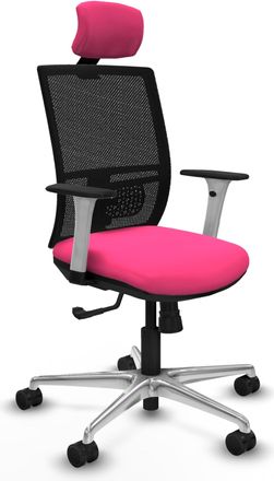 Piqueras y Crespo Schreibtischstuhl Rosa Yunquera mit wei&szlig;en und schwarzen Armlehnen, h&ouml;henverstellbare Lendenwirbelst&uuml;tze und h&ouml;henverstellbares Kopfteil, Schwarz/Rosa