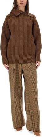 Dries Van Noten Check Pattern Wool Trousers - Brown