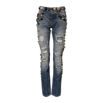 Dolce & Gabbana Stunning Embellished Skinny Denim Jeans - - Jeans - Damen - Blau - XS