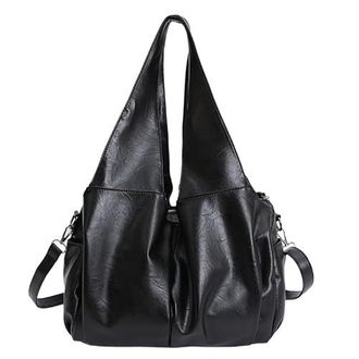 Generic Sac &agrave; main &agrave; bandouli&egrave;re unique en cuir synth&eacute;tique avec sangle r&eacute;glable pour l&eacute;cole, le travail, un usage quotidien, Noir, 400.00x250.00x150.00mm/15.