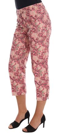 Dolce & Gabbana Womens Pink Floral Brocade Capri Pants Cotton
