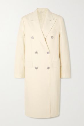 Brioni Doppelreihiger Mantel Aus Seiden-canvas - Wollweiß