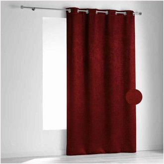 HOME MAISON Rideau ignifugé non feu M1 en velours fiore Rouge 240x260 cm