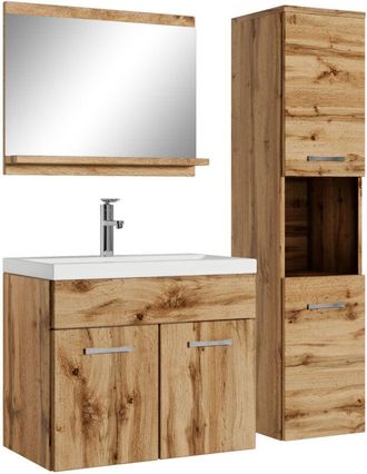Badplaats Badplaats - Badezimmer Badm&ouml;bel-Set Montreal 60cm Waschbecken Eiche - Unters