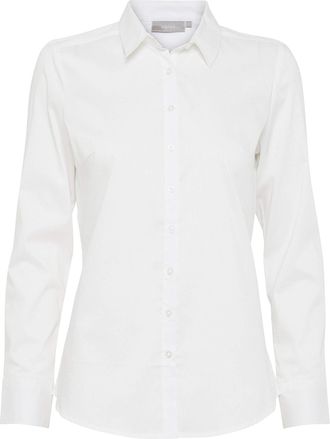 Fransa FRZashirt Damen Langarmshirt Langarmbluse Bluse Hemdbluse Stehkragen mit Stretch, Größe:2XL, Farbe:White (60002)